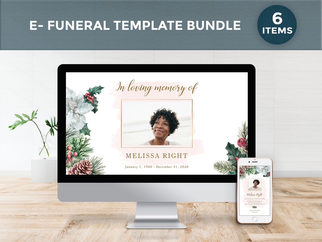 Christmas E-funeral Templates Bundle, Zoom Funeral Background, Virtual ...