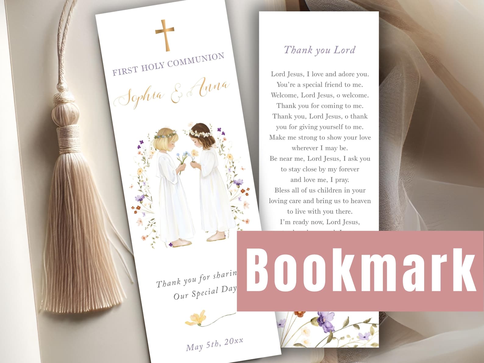 First Holy Communion BUNDLE for Two Girls, Sisters, Twins. Wildflowers ...