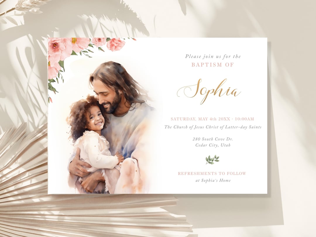 LDS Baptism Invitation Template for Girl, Jesus & Black Girl, LDS ...