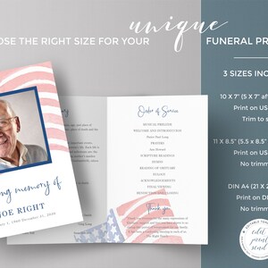 American Flag Funeral Program Template - Editable Patriotic Celebration ...