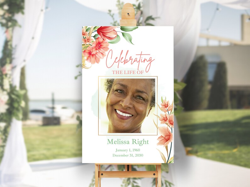 Magnolias Funeral Welcome Sign for Woman Photo Collage | Etsy