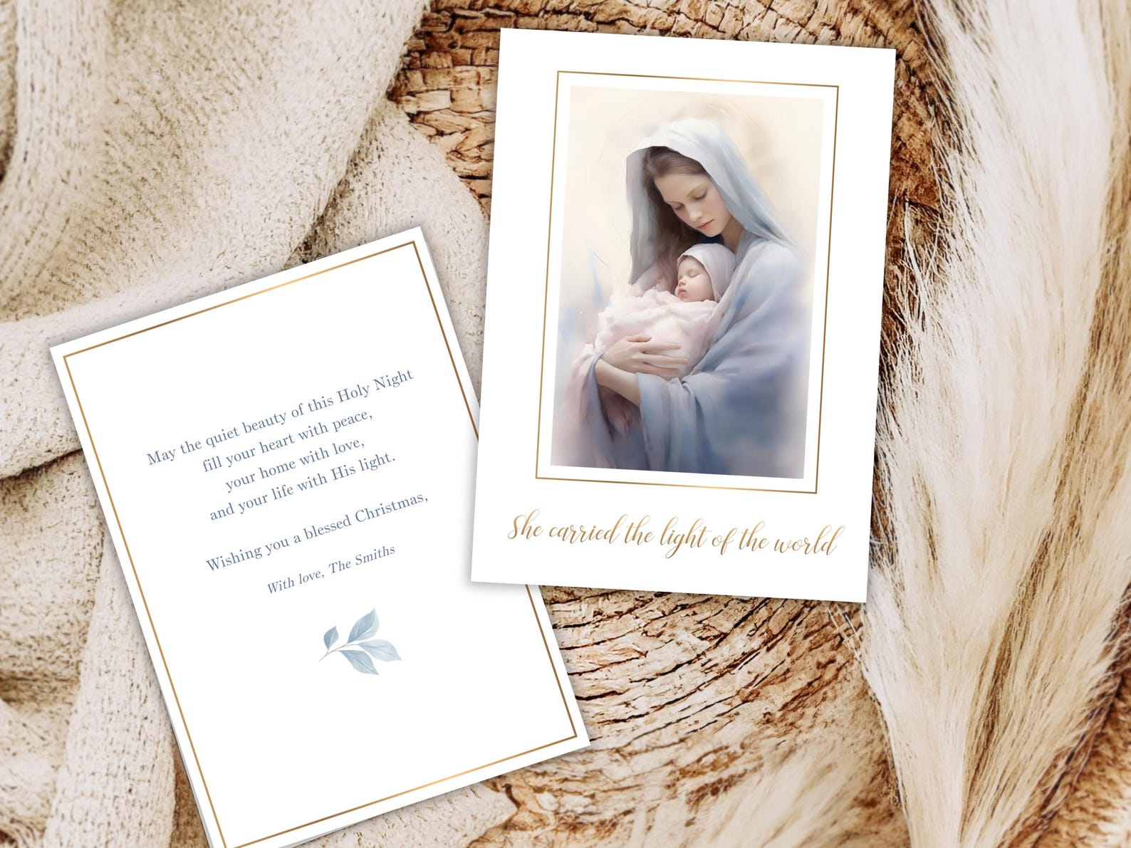Christmas Card Editable Template | Personalized Christian Art Greeting ...