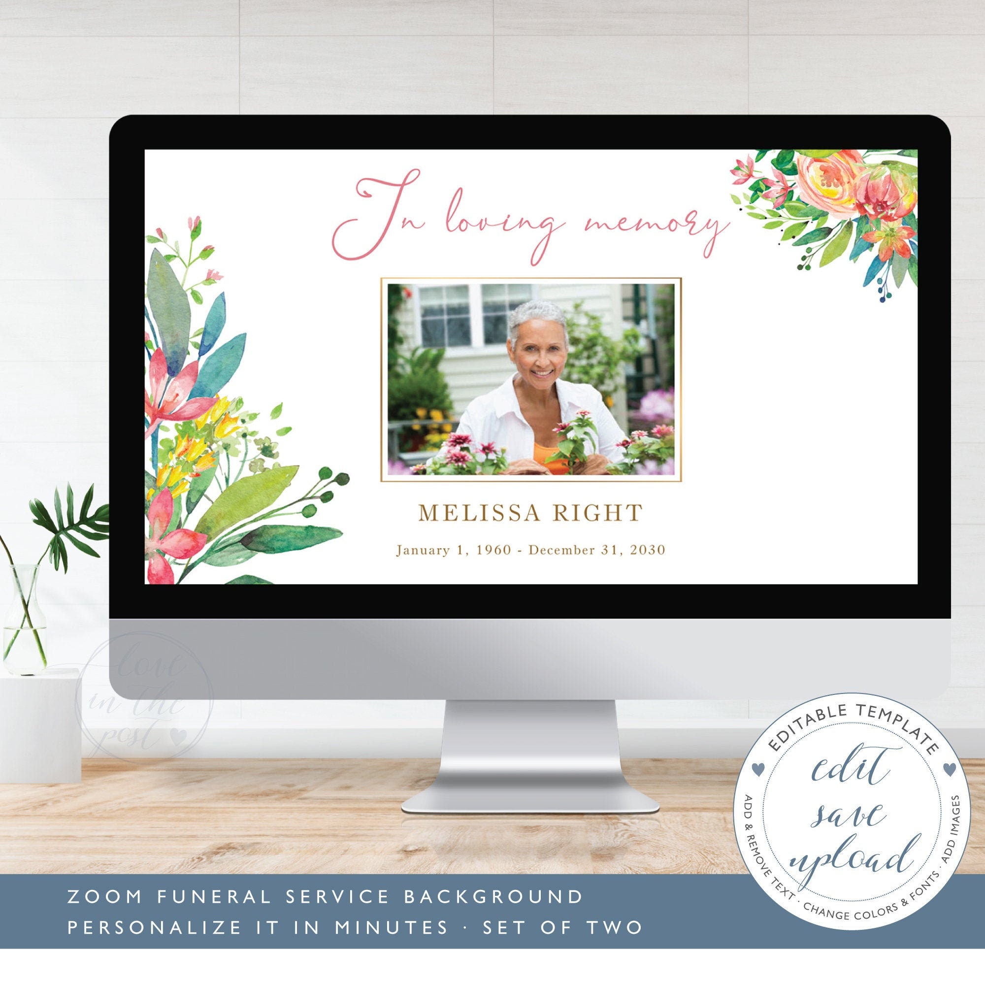 Floral Virtual Funeral Background ZOOM Template for Virtual - Etsy