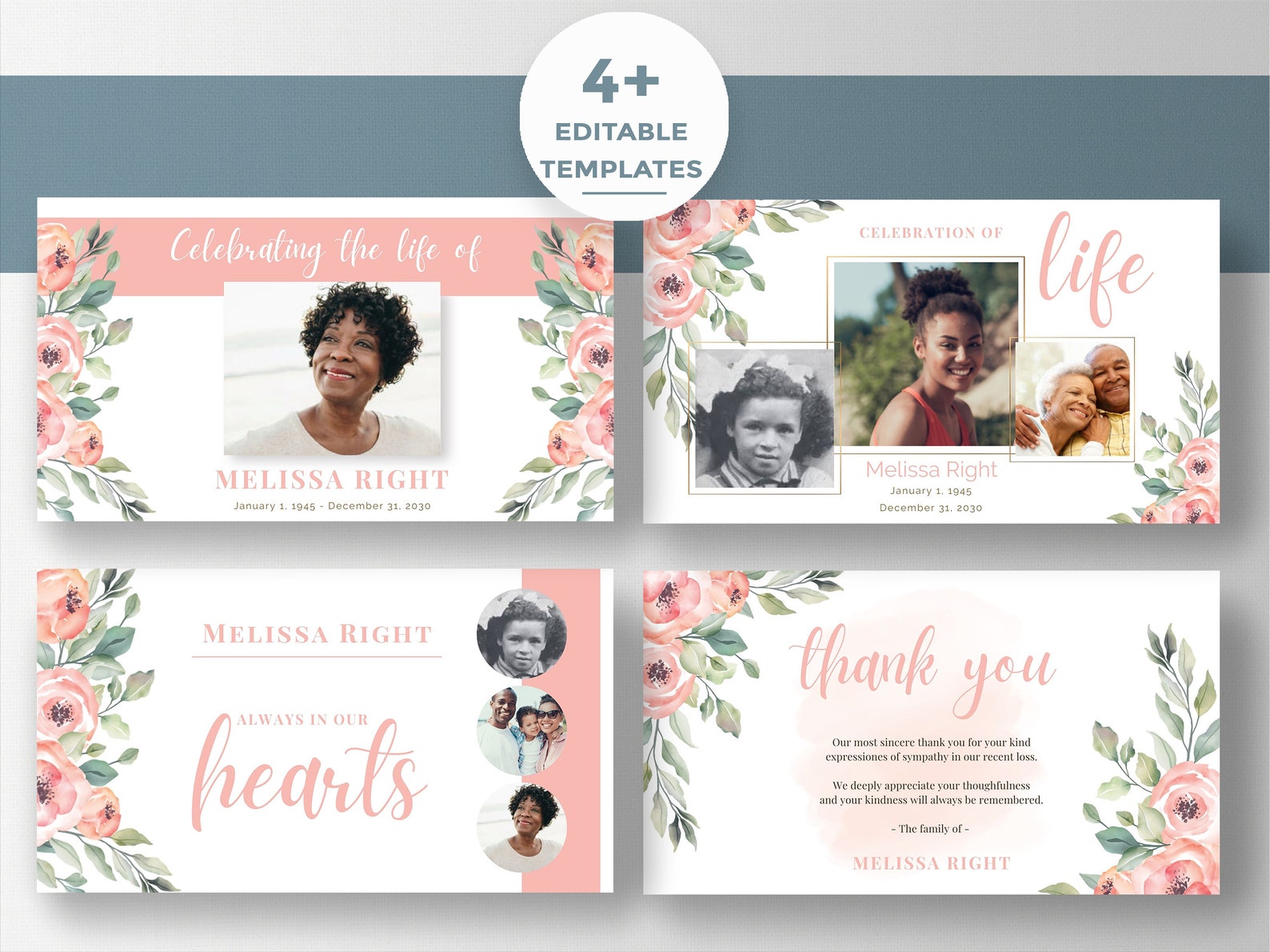 Pink roses digital funeral background ZOOM template for | Etsy