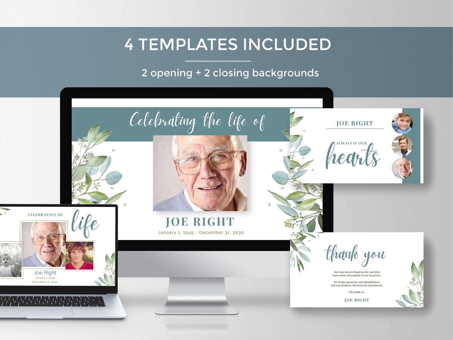 Electronic Funeral Screensaver Templates for Man, ZOOM Memorial ...
