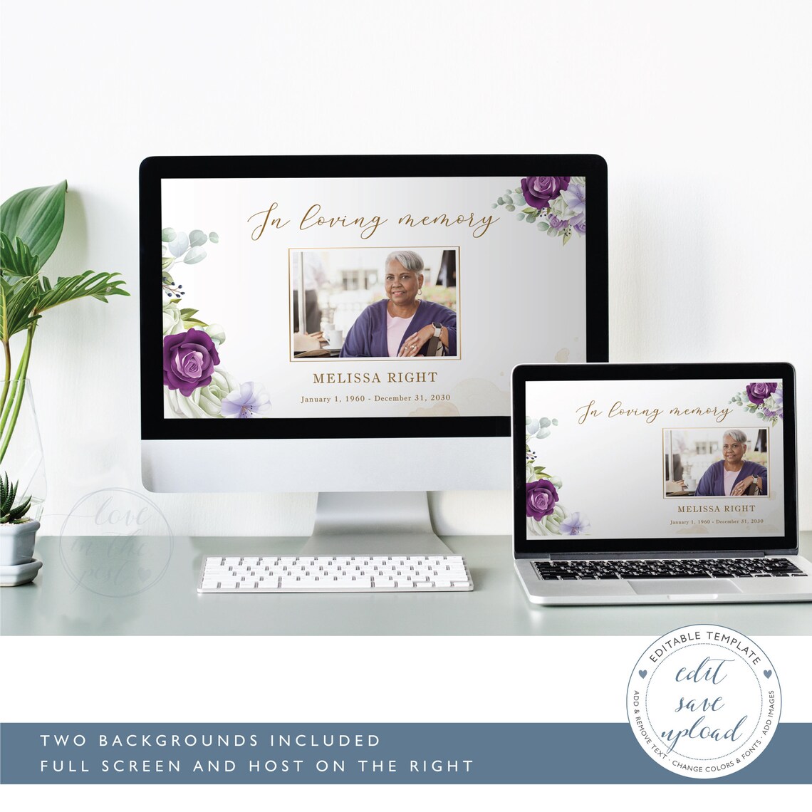 Lavender Virtual Funeral Background ZOOM Template for Virtual - Etsy