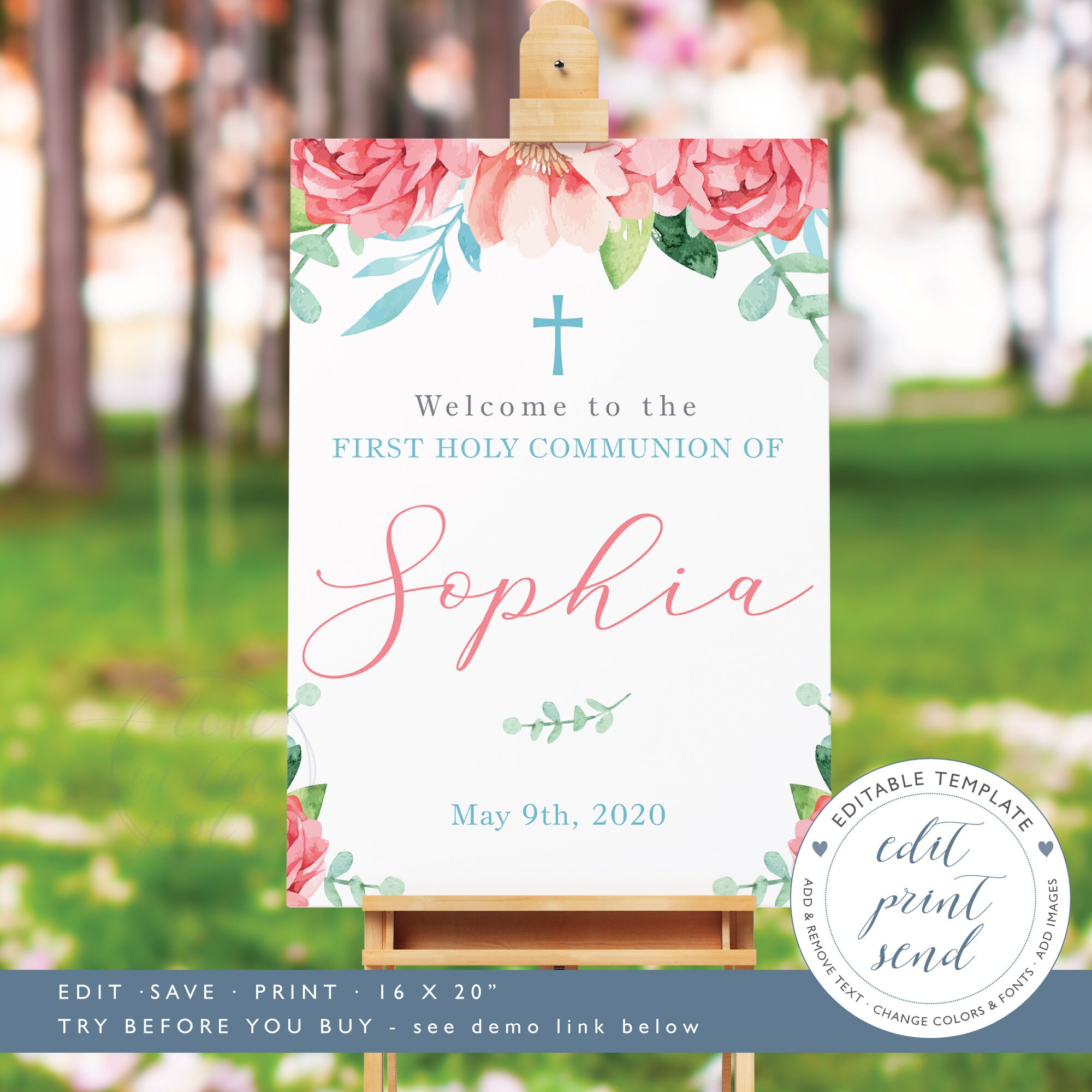 First Communion Welcome Sign Template Welcome Poster Pastel - Etsy