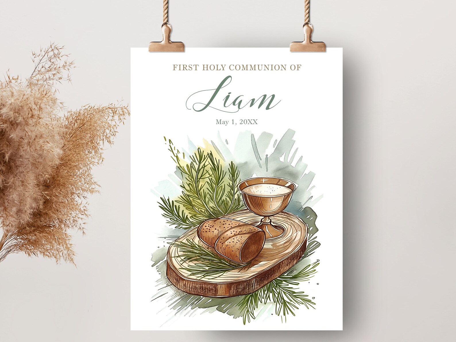 First Communion Welcome Sign Template for Boy With Chalice and Host ...