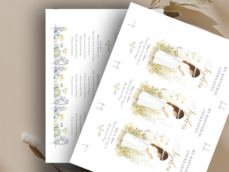 Editable LDS Bookmark for Girl, Baptismal Covenants Template With ...