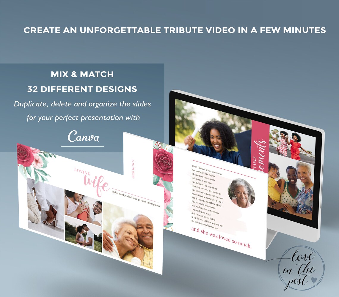 Editable Funeral Slideshow Template, Memorial Video With Roses, Life ...
