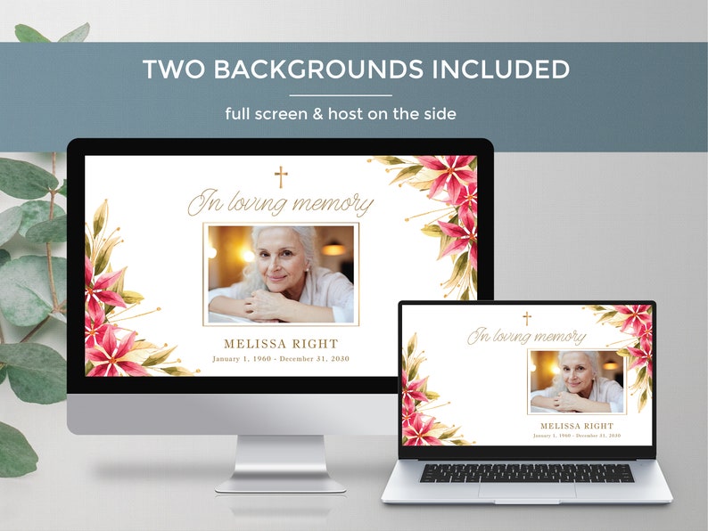 Poinsettian Virtual Funeral Background for Christmas ZOOM - Etsy