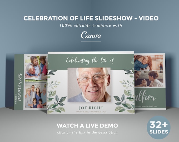 Editable Funeral Slideshow Template, Memorial Video Template, Life ...