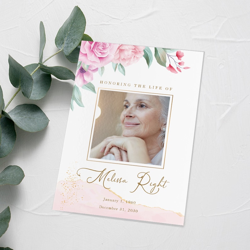 Funeral Program Template for Woman Celebration of Life Floral - Etsy
