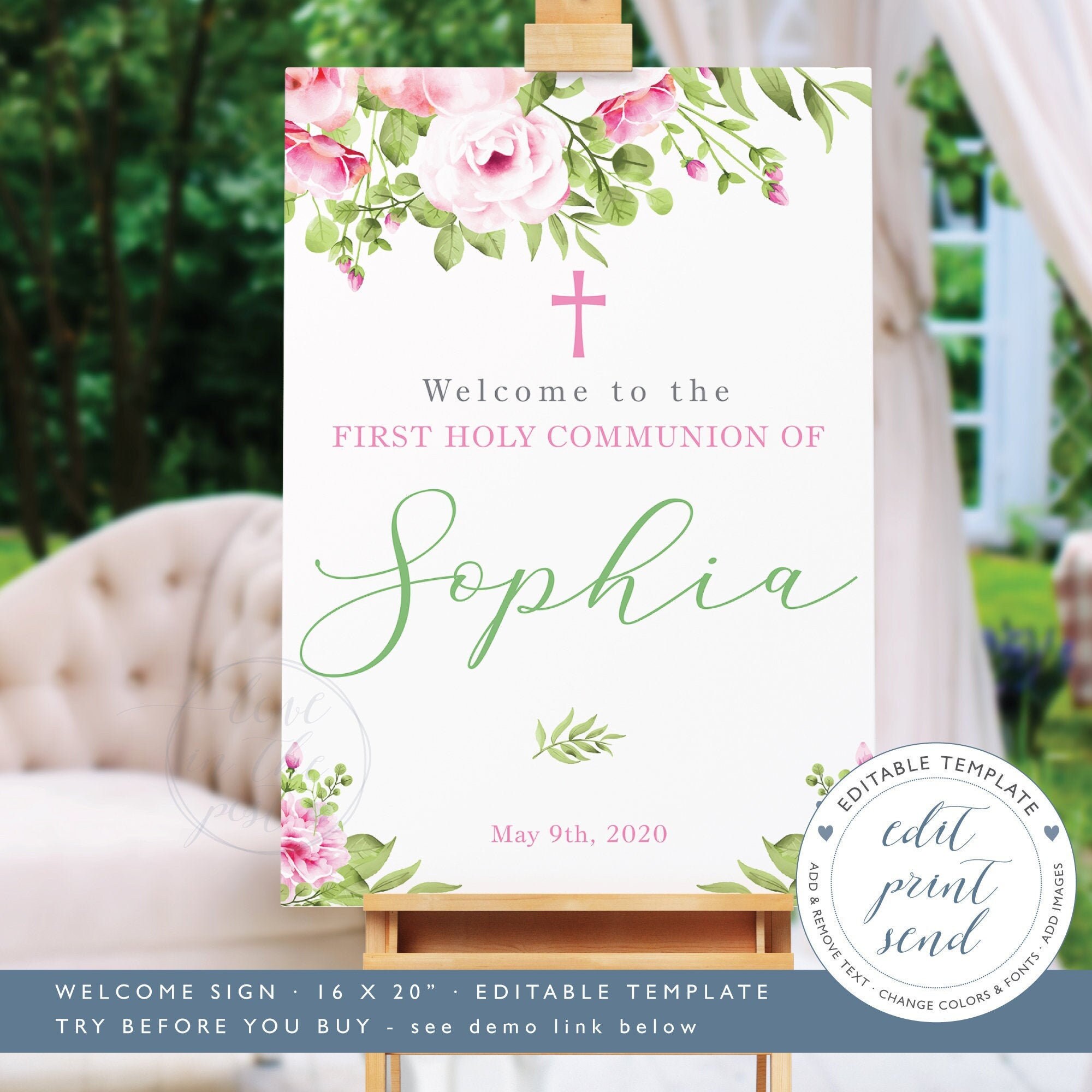 Communion Welcome Sign Template First Holy Communion Welcome - Etsy