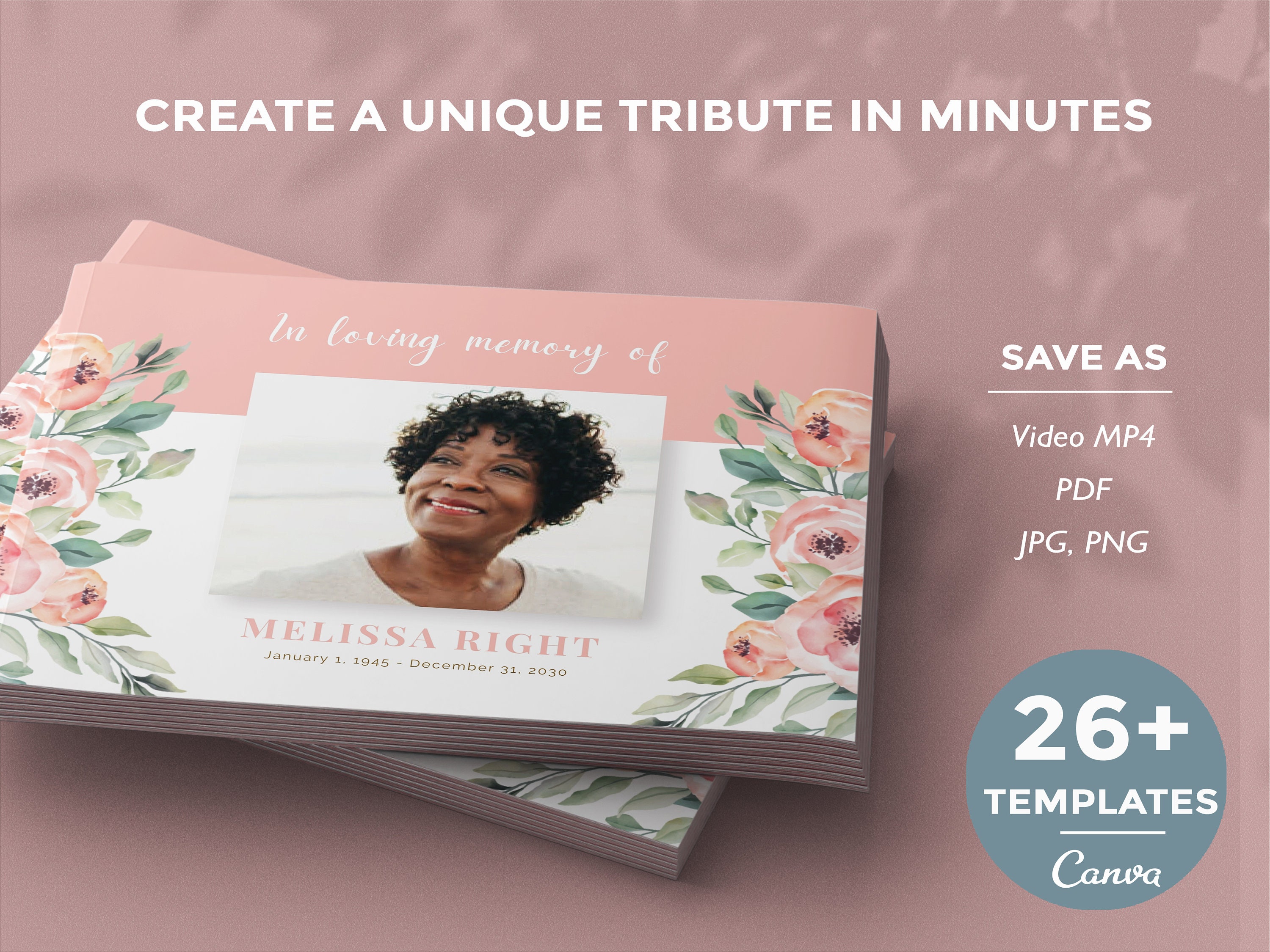 Funeral Guest Book Template Personalized Condolence Photo Etsy