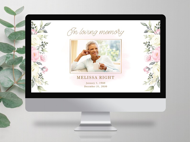 Virtual Funeral Background With White and Pink Roses ZOOM - Etsy Canada