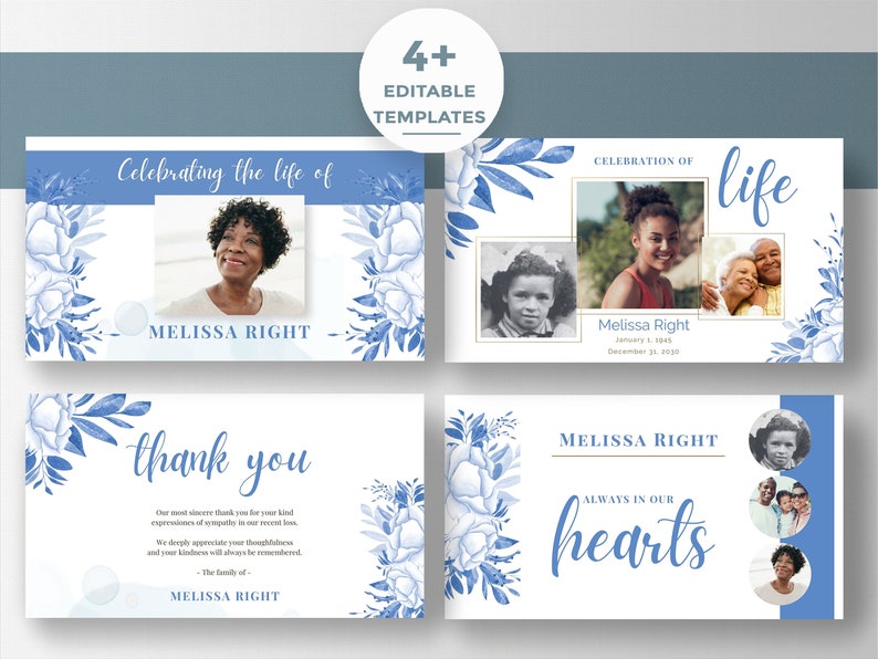 Digital Funeral Background With Blue Roses ZOOM Template for - Etsy