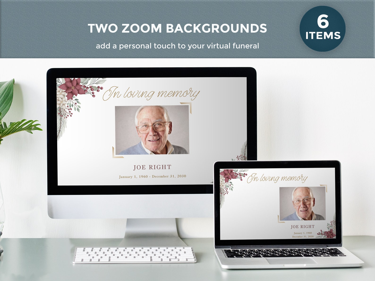 Christmas e-Funeral templates bundle Zoom funeral background | Etsy