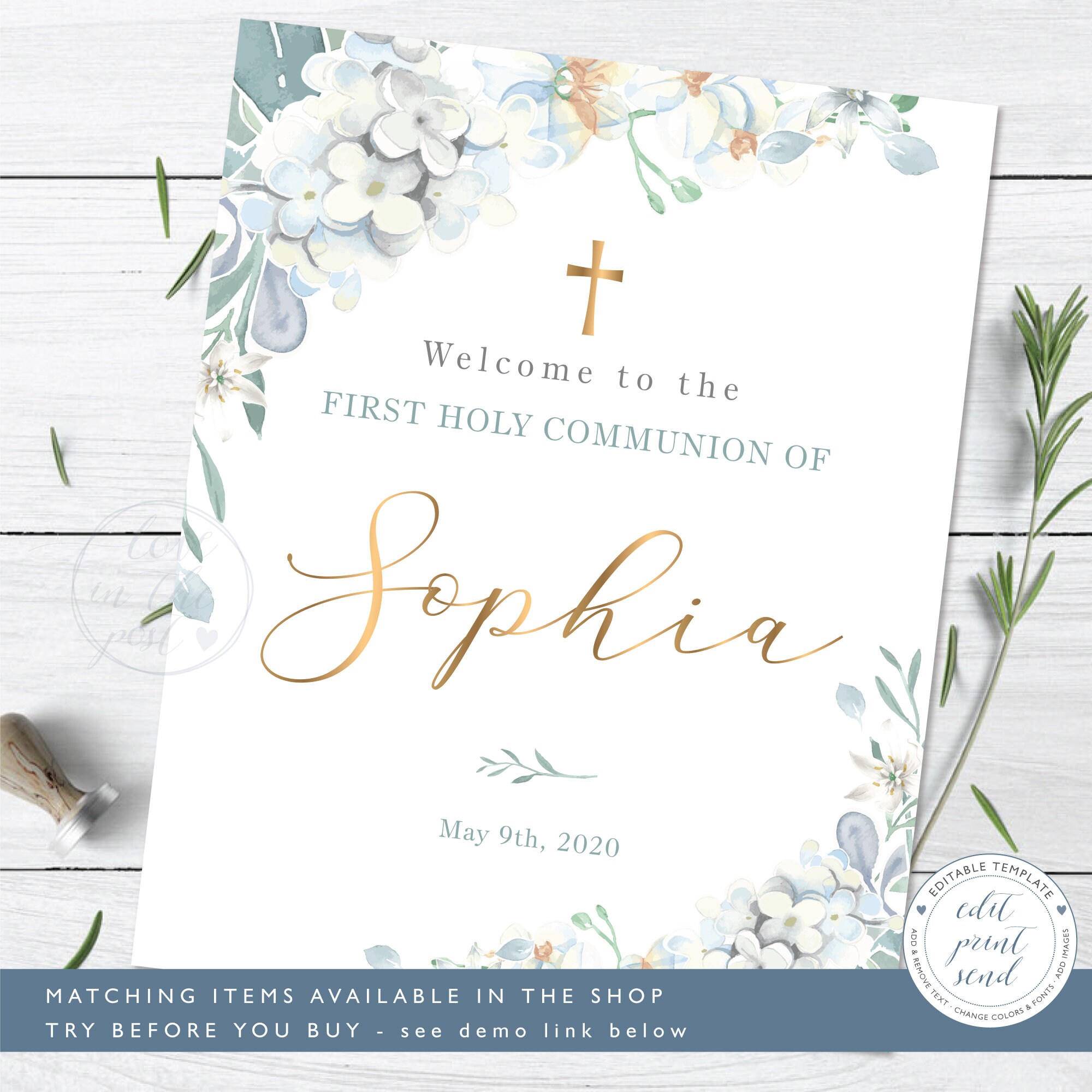 Welcome Sign Template First Holy Communion Welcome Poster - Etsy
