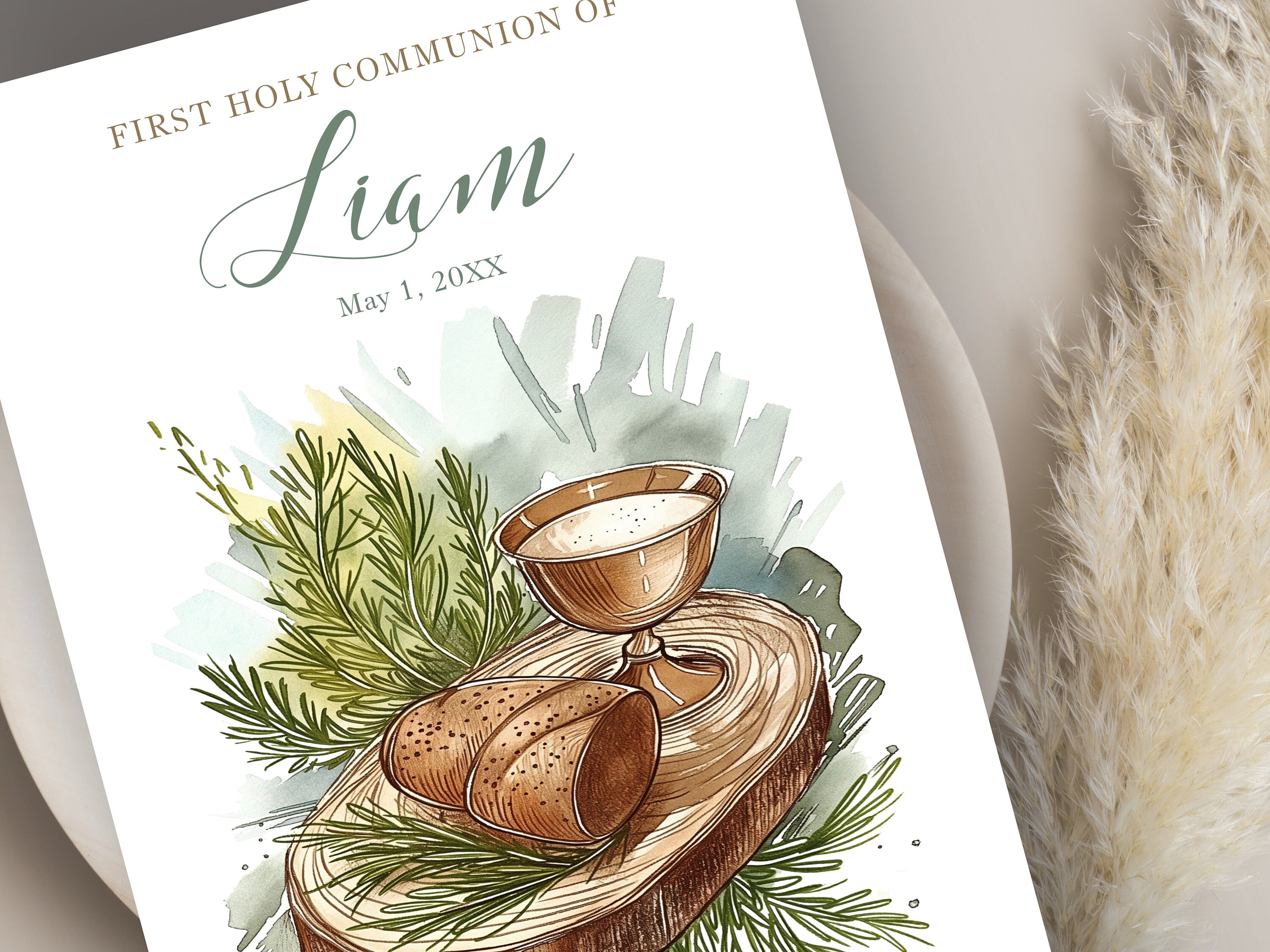 First Communion Welcome Sign Template for Boy With Chalice and Host ...