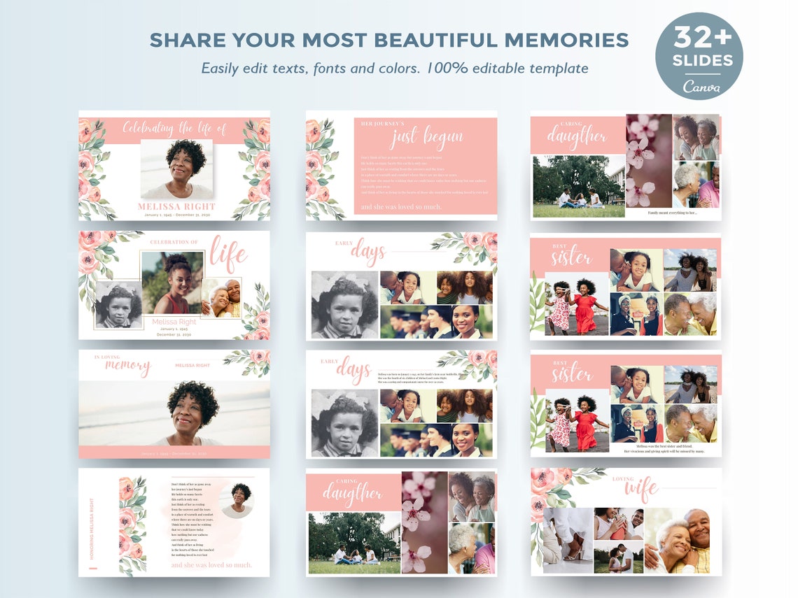 Celebration of Life Slideshow Memorial Video Template Life - Etsy