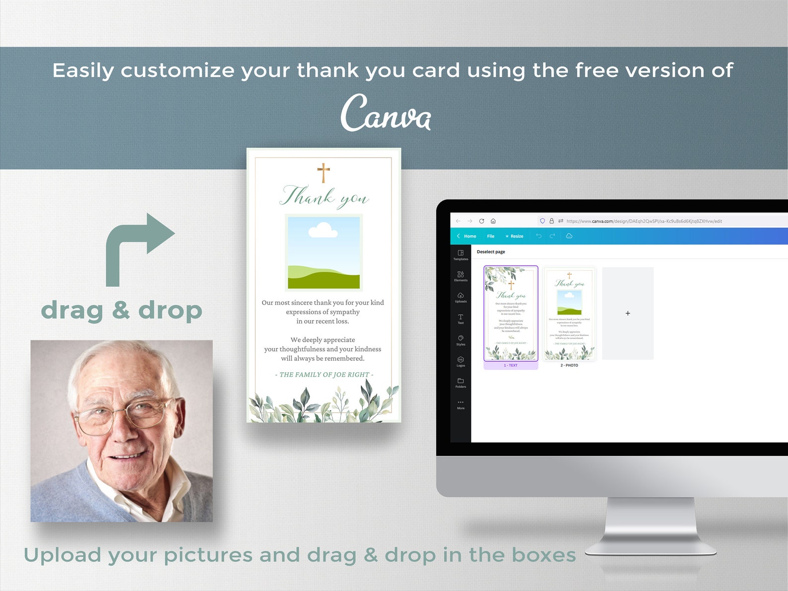 Electronic Funeral Thank You Card, Templates for Man, Smartphone ...