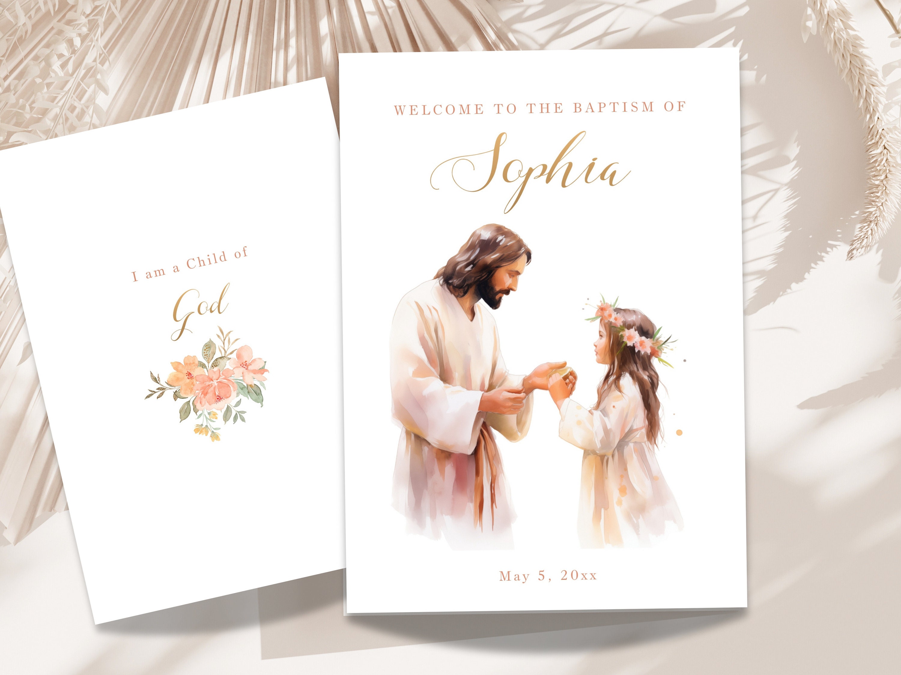 LDS Baptism Program for Girl, Jesus & Girl, LDS Baptism Printable ...