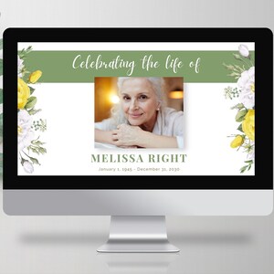 Digital Funeral Background With Yellow Roses, ZOOM Template for Virtual ...