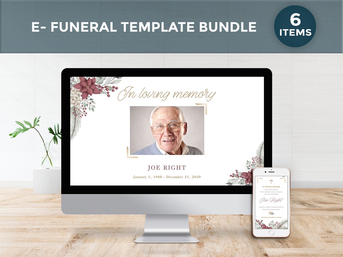 Christmas e-Funeral templates bundle Zoom funeral background | Etsy