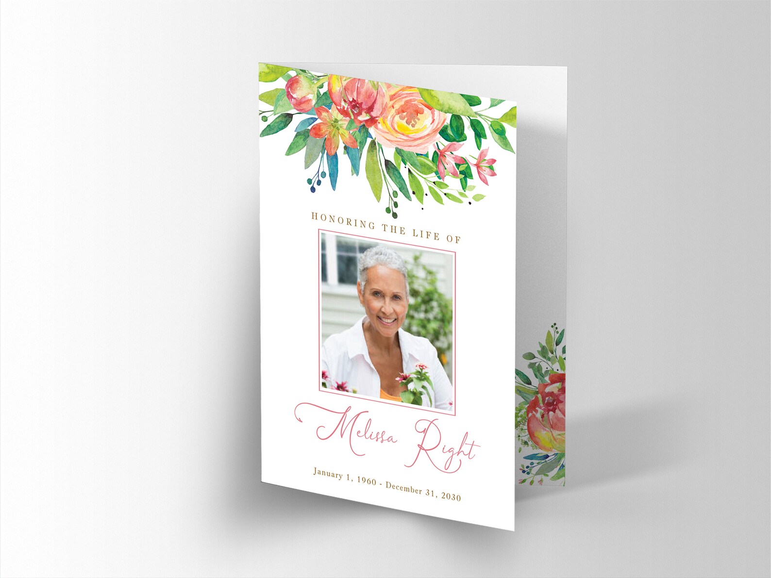 Spring Floral Funeral Program Template, Colorful Celebration of Life ...