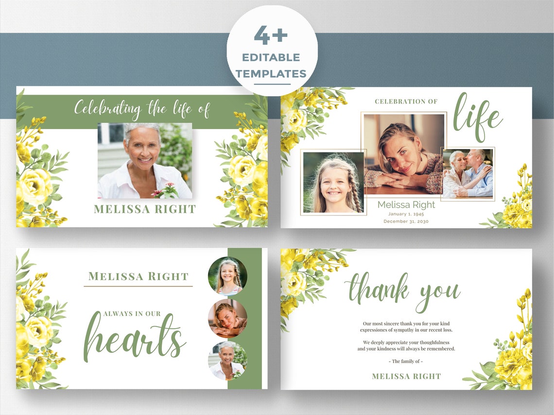 Digital Funeral Background With Yellow Roses ZOOM Template - Etsy