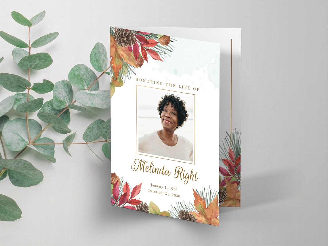Fall Funeral Program Template Celebration of Life Floral - Etsy