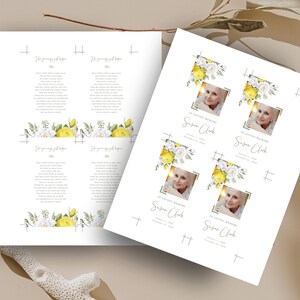 Yellow Roses Memorial Card for Remembrance, Funeral Prayer Card ...