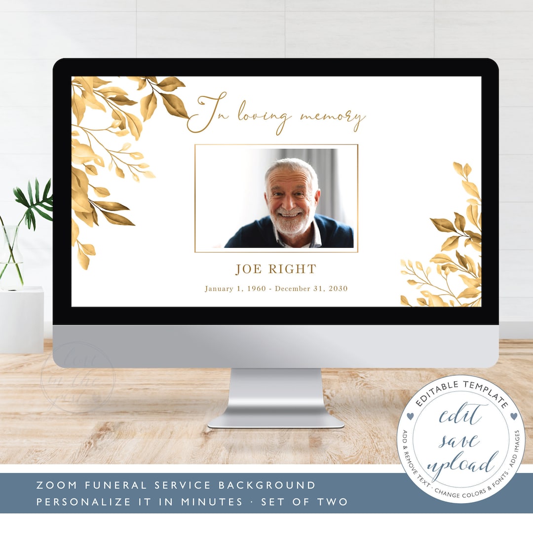 ZOOM Funeral Background for Man, Template for Virtual Memorial Service ...