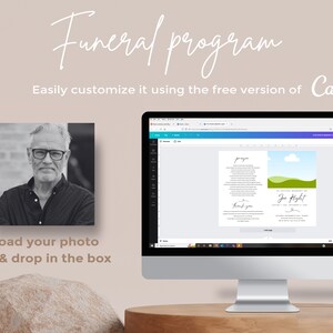 Minimalist Funeral Program Template for Man, Simple and Elegant ...