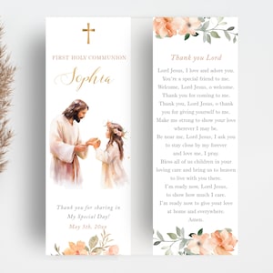 Editable First Holy Communion Bookmark Template for Girl, Jesus and ...
