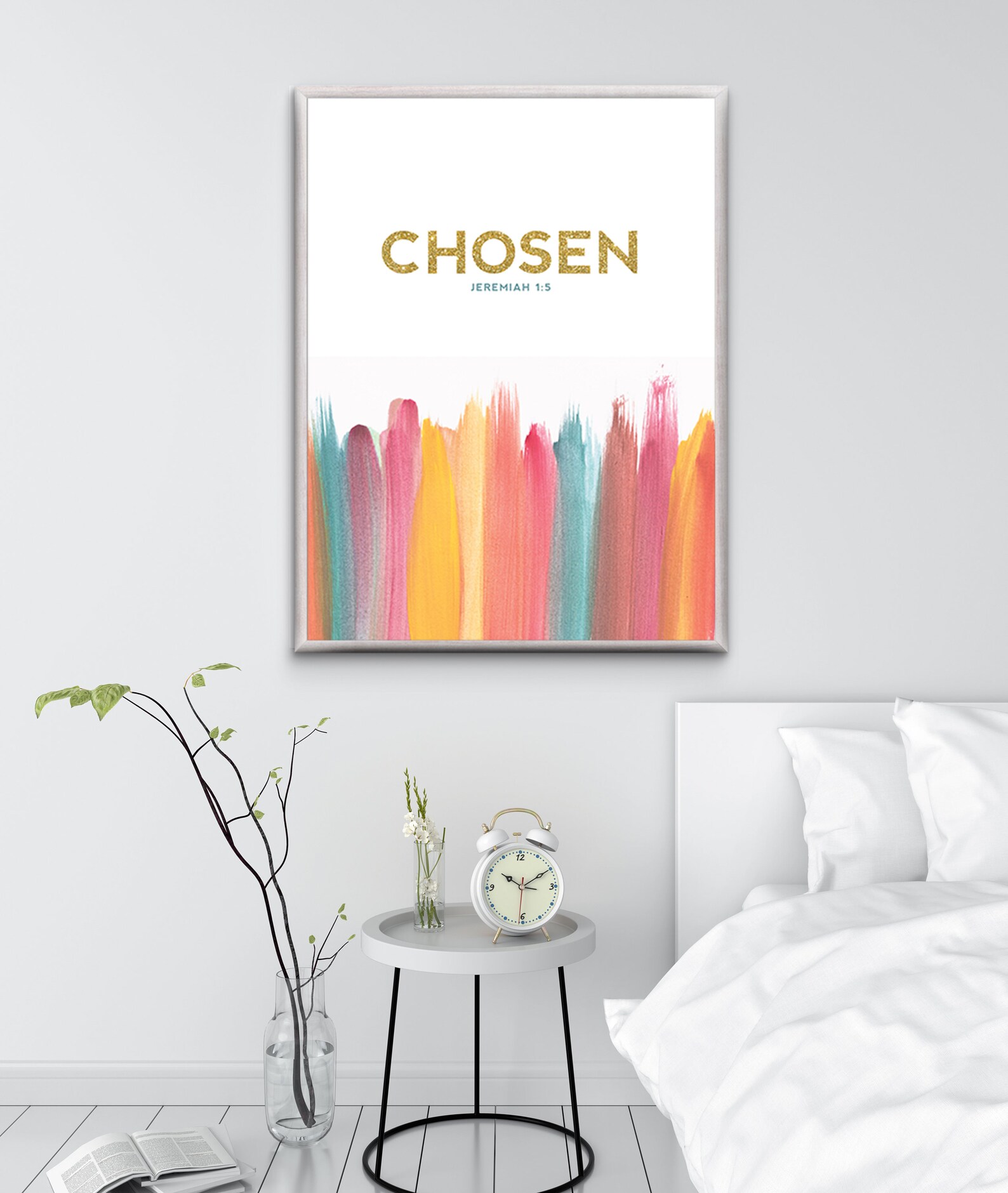 Chosen colorful bible verse wall art uplifing scripture art | Etsy
