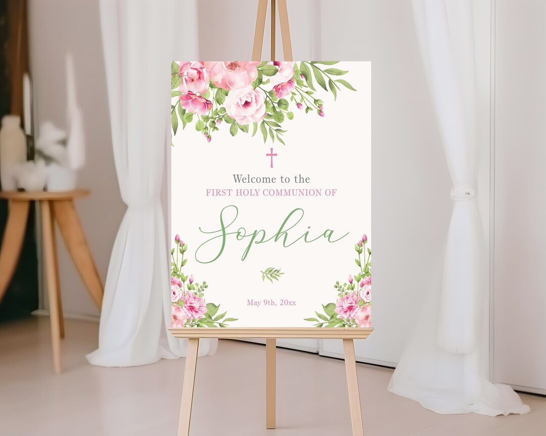 Communion Welcome Sign Template, First Holy Communion Welcome Poster ...