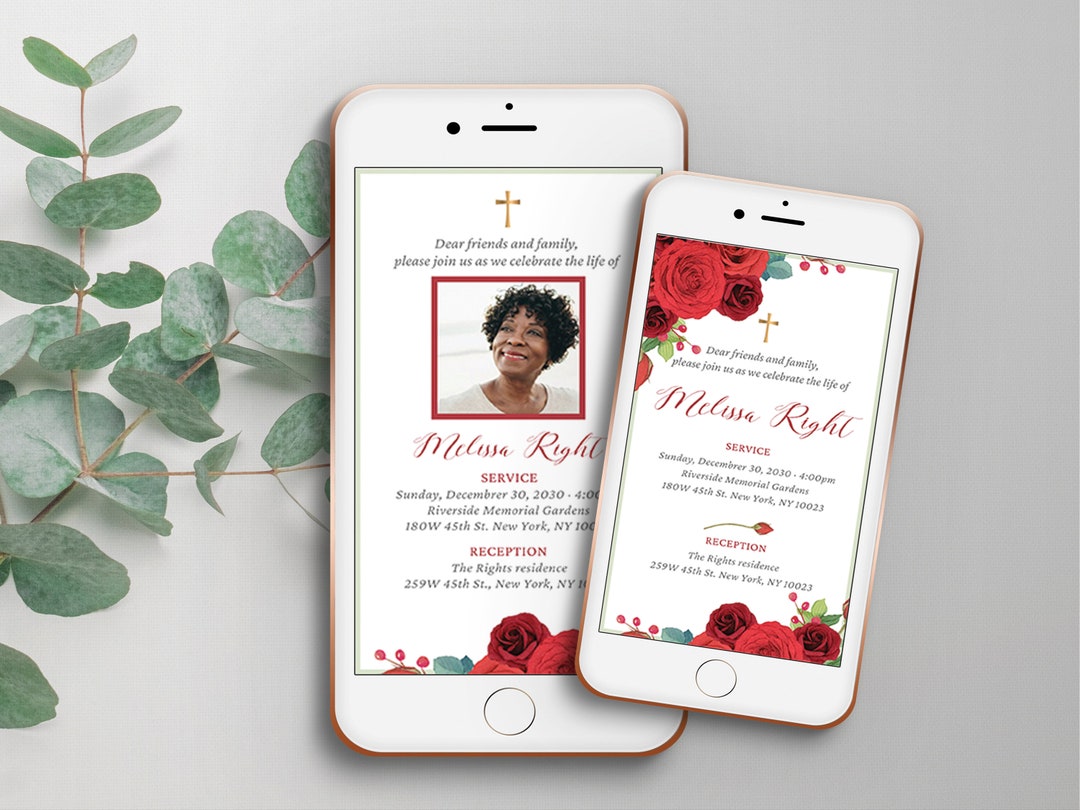 Editable Funeral Digital Invitation Template | Elegant Memorial E-vite ...