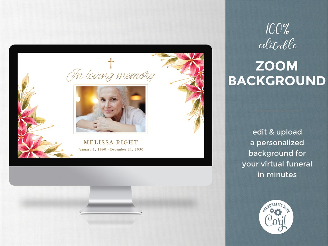 Poinsettian Virtual Funeral Background for Christmas ZOOM - Etsy