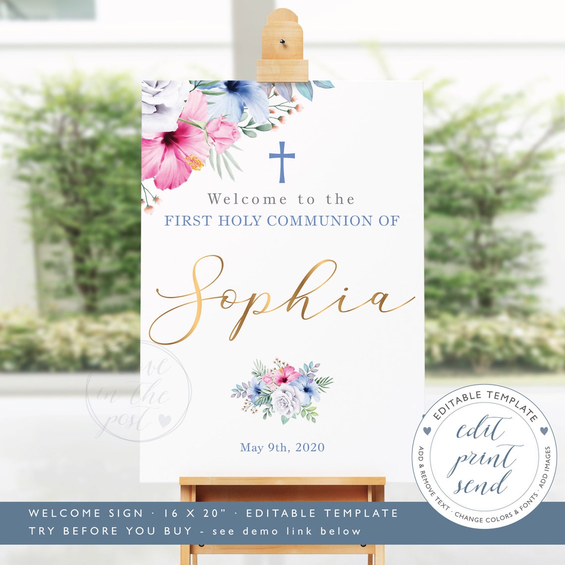 Communion Welcome Sign Template, First Holy Communion Welcome Poster ...