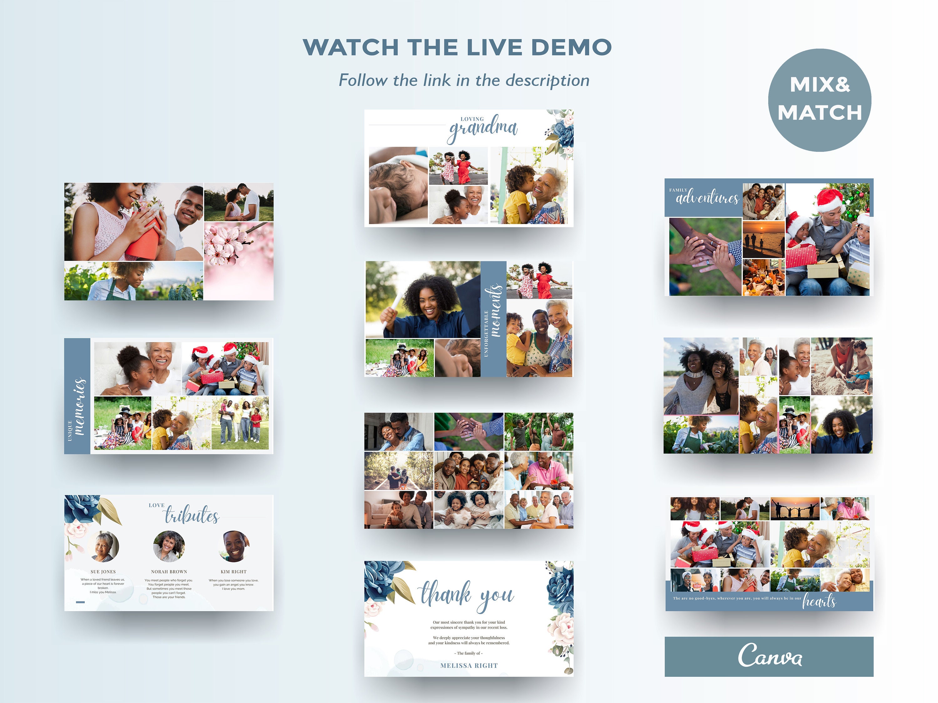 Editable Funeral Slideshow Template Memorial Video Template - Etsy