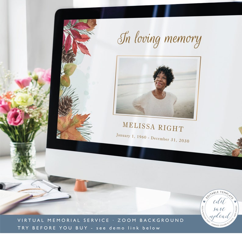Fall Virtual Funeral Background ZOOM Template for Virtual - Etsy