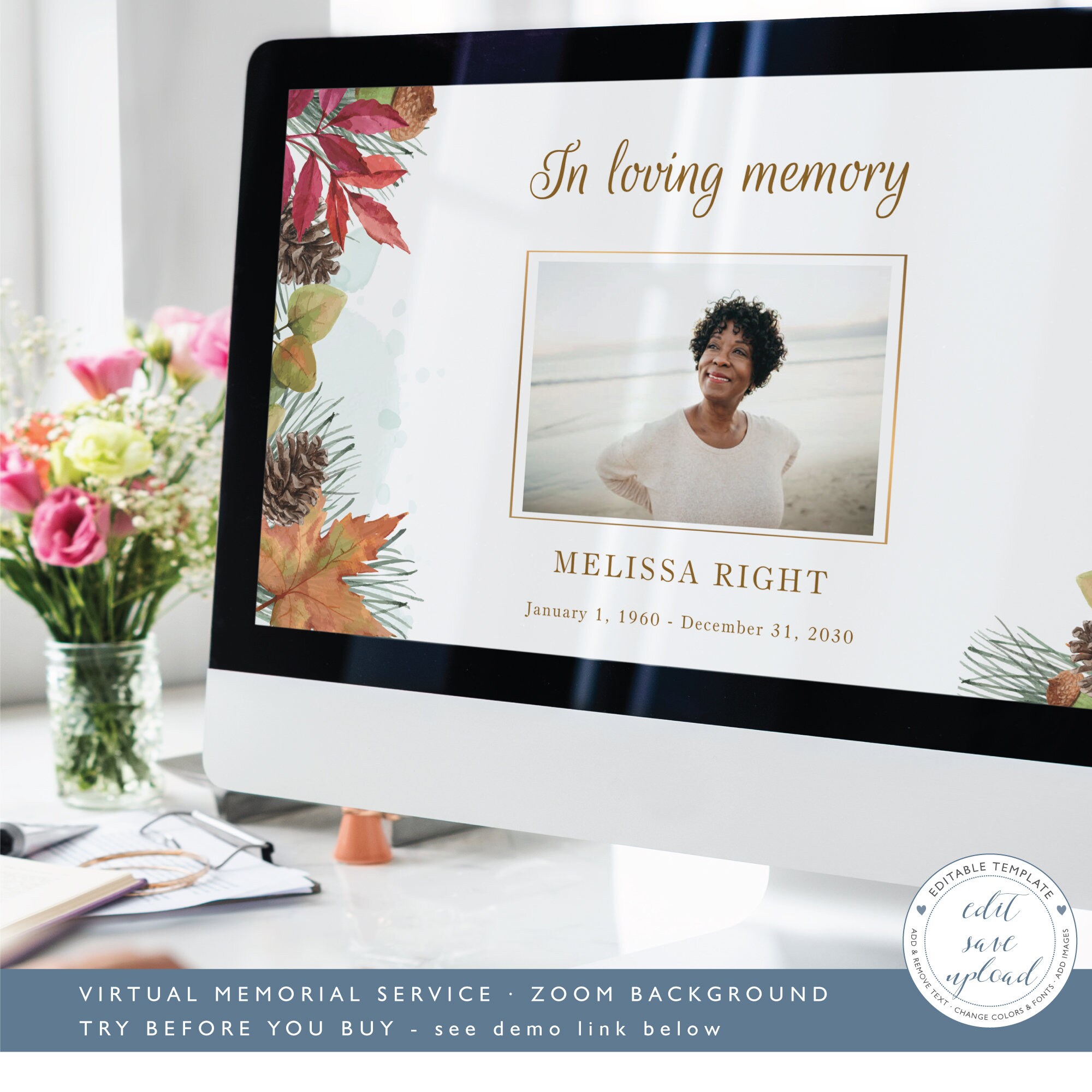 Fall Virtual Funeral Background ZOOM Template for Virtual - Etsy