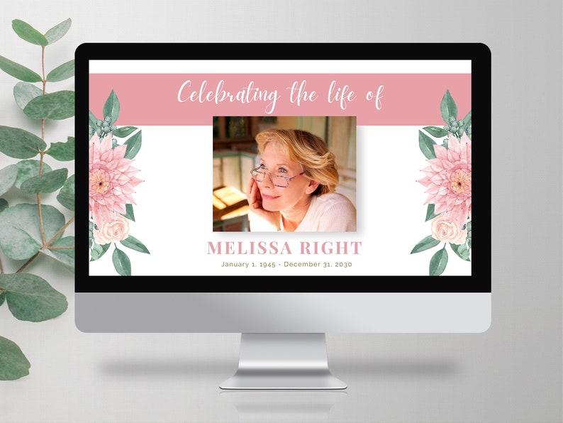 Dahlias ZOOM Funeral Background Templates Digital Template - Etsy