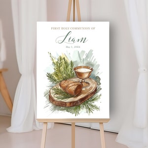 First Communion Welcome Sign Template for Boy With Chalice and Host ...