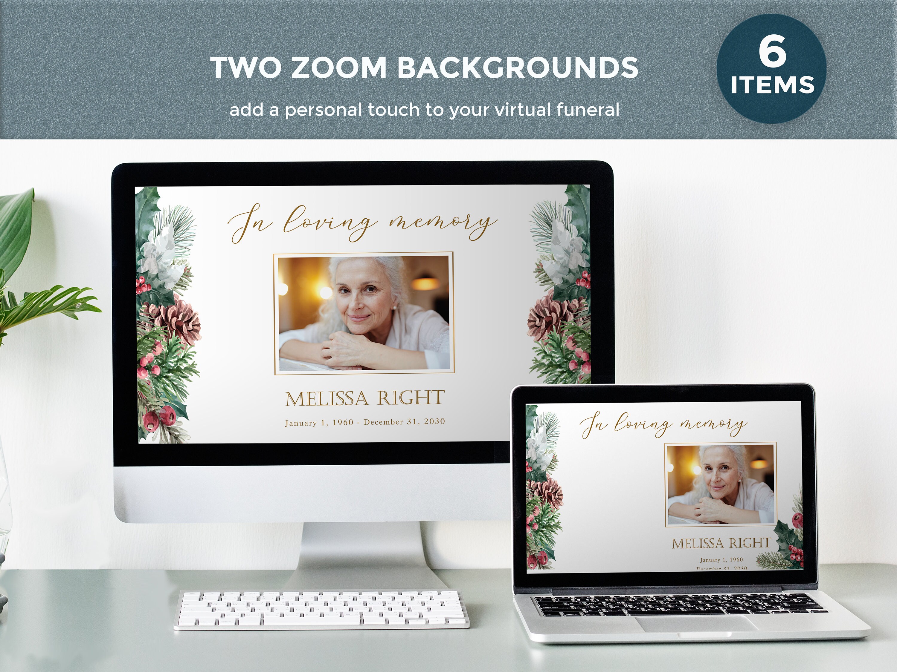Christmas e-Funeral templates bundle Zoom funeral background | Etsy