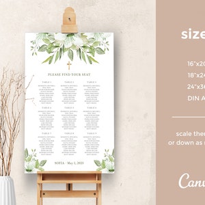 Olive First Holy Communion Seating Chart Template for Boy, Editable ...