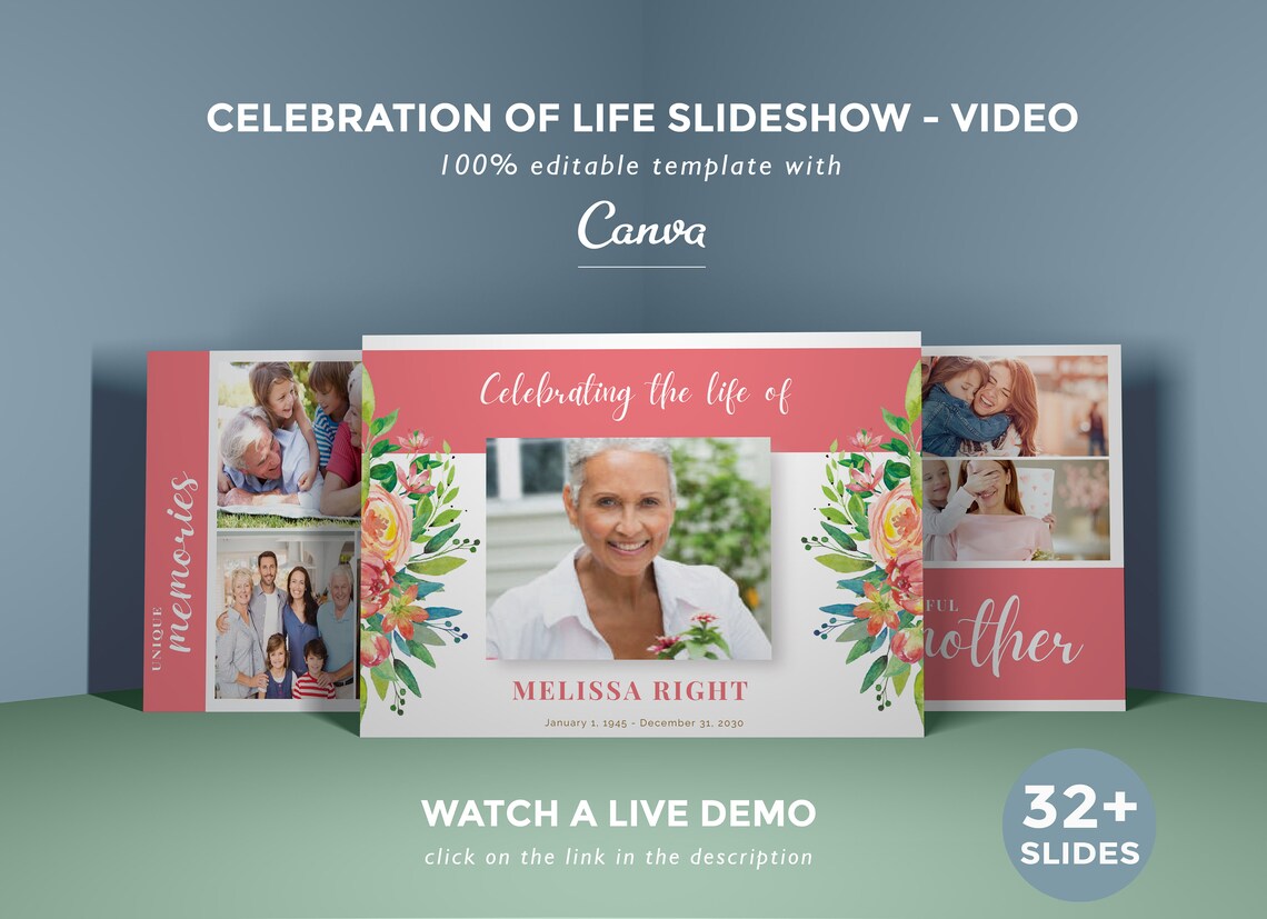 Spring Floral Funeral Program Template Colorful Celebration - Etsy