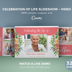 Spring Floral Funeral Program Template, Colorful Celebration of Life ...